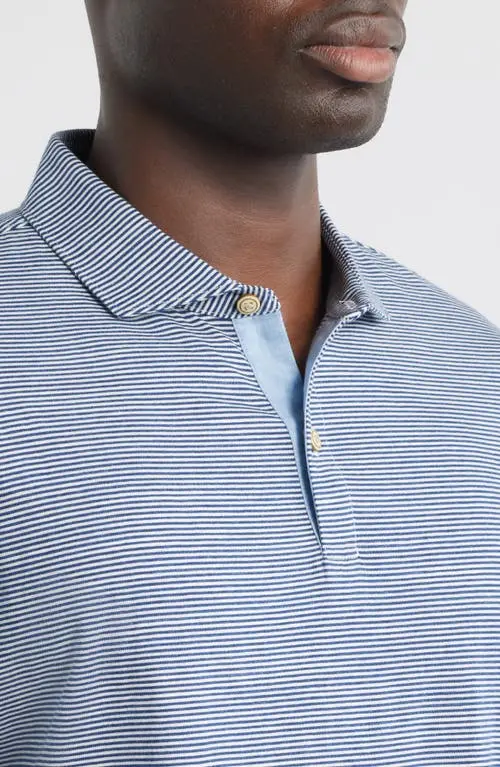 Johnnie-o Thatcher Stripe Cotton Blend Polo - Navy