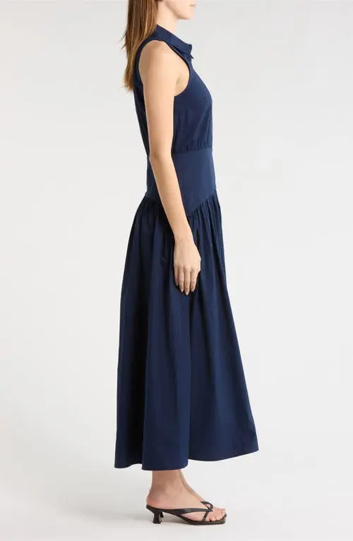 Staud Romy Sleeveless Stretch Cotton Shirt Dress
