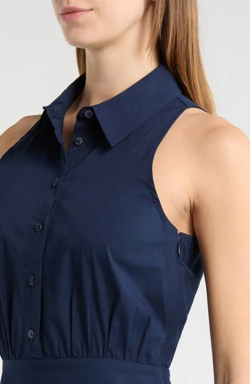 Staud Romy Sleeveless Stretch Cotton Shirt Dress