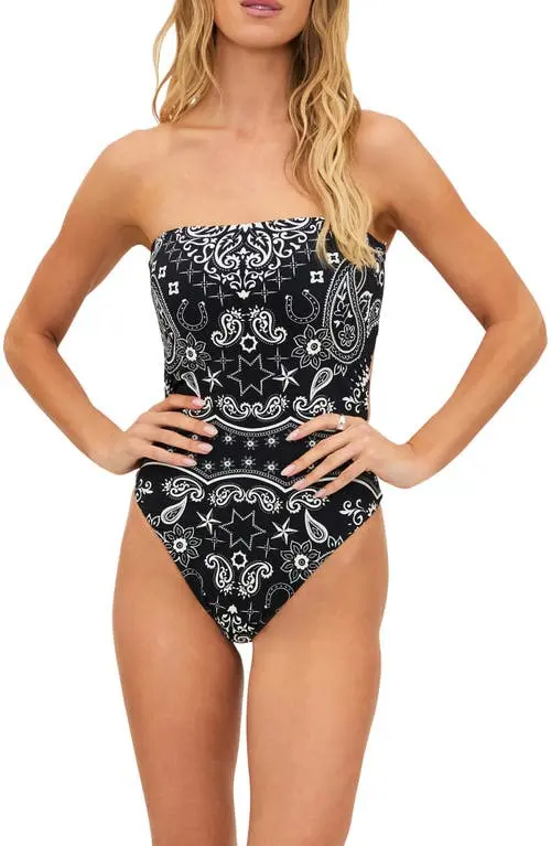 Beach Riot Stassia Rib One-piece Swimsuit - Bandana Black