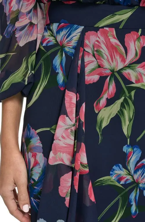 Eliza J Floral Long Sleeve Chiffon Maxi Dress