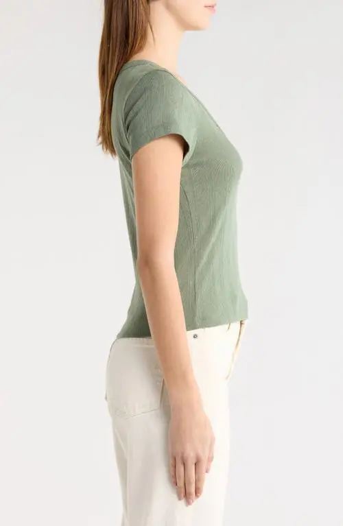 Marine Layer Lexi Pointelle Scoop Neck T-shirt - Olive