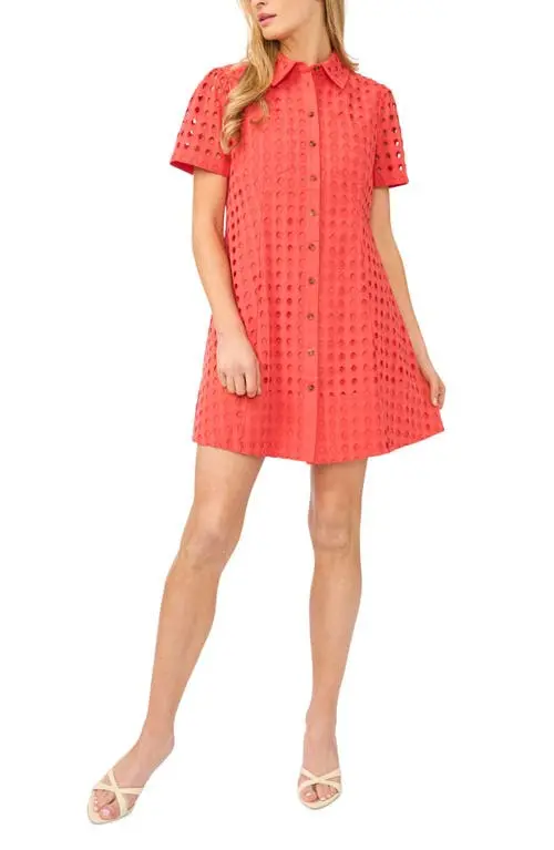 CECE DUPRAZ Cotton Eyelet Mini Shirtdress - Cayenne