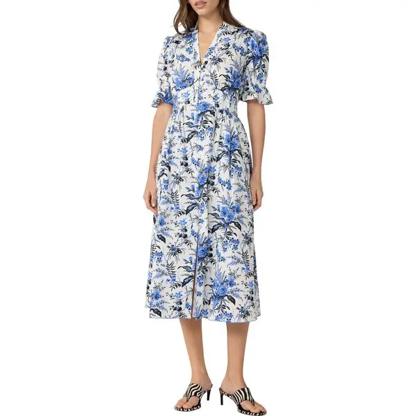 Diane Von Furstenberg Floral Button-up Midi Dress