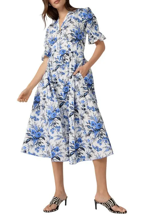 Diane Von Furstenberg Floral Button-up Midi Dress