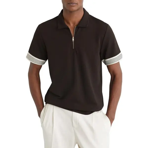 REISS Bruno Quarter Zip Polo