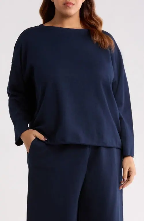 Eileen Fisher Bateau Neck Organic Cotton Sweatshirt - Ink