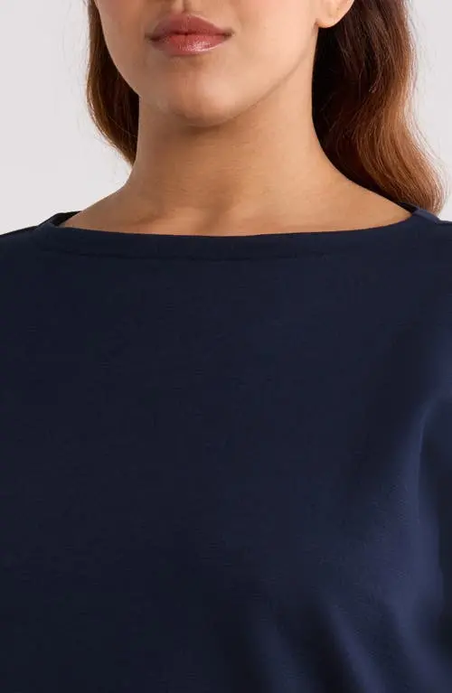 Eileen Fisher Bateau Neck Organic Cotton Sweatshirt - Ink