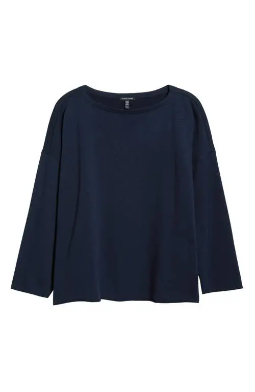 Eileen Fisher Bateau Neck Organic Cotton Sweatshirt - Ink