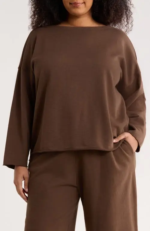 Eileen Fisher Bateau Neck Organic Cotton Sweatshirt