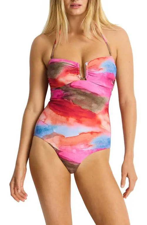 SEA LEVEL U-bar Bandeau One-piece Swimsuit - Pink
