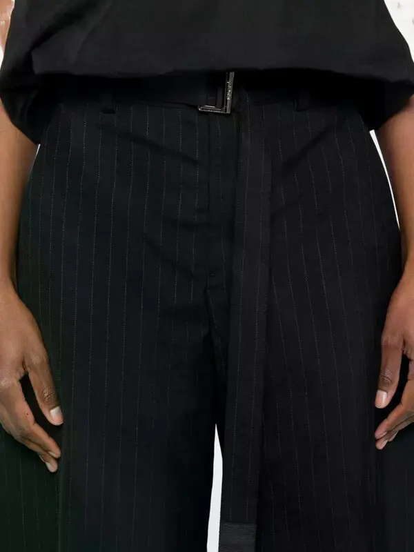 Sacai Pinstripe Buckled Trousers