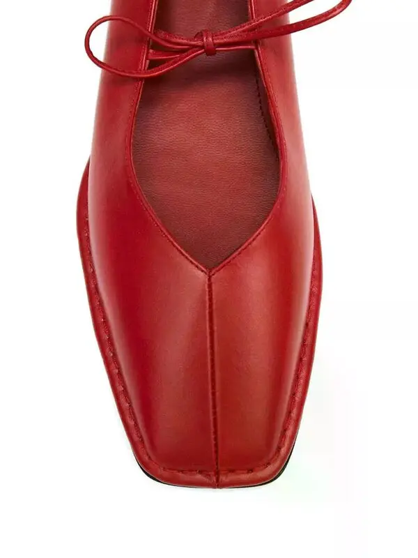 ALOHAS Sway Tie Square-toe Ballet Flats - Red