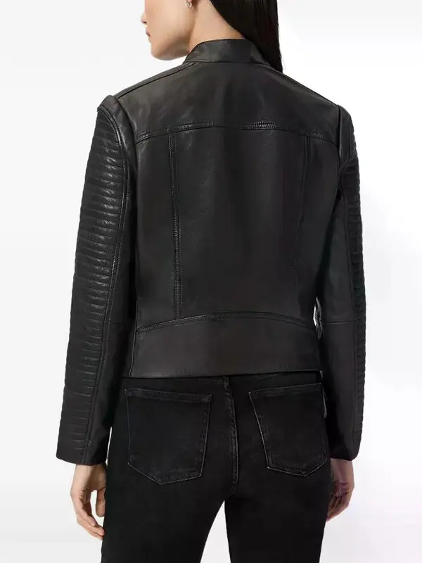 ALLSAINTS Raul Ribbed Leather Jacket - Black