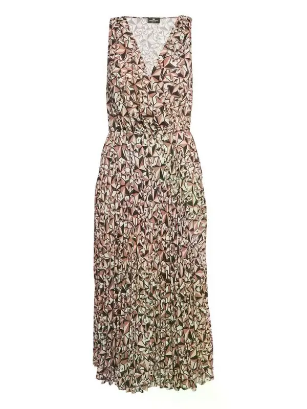 Elisabetta Franchi Pleated Geometric-print Dress