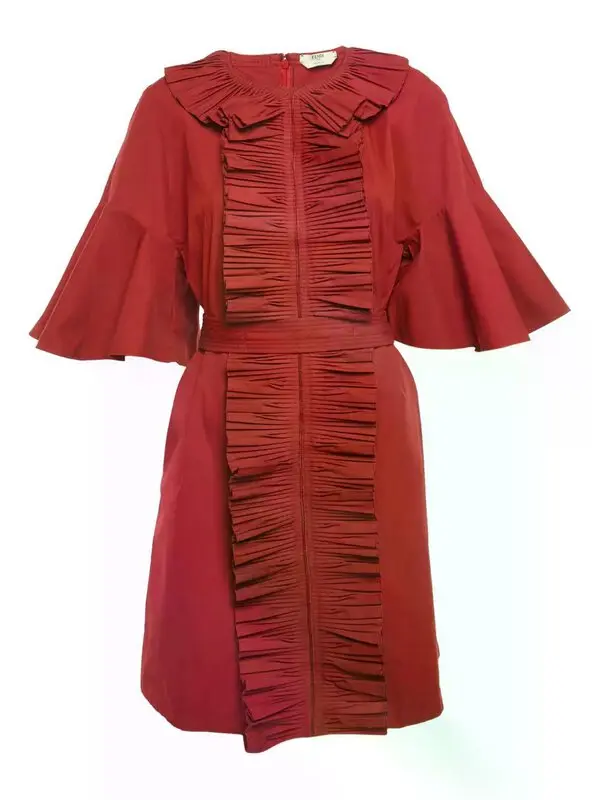 Fendi Frill-detail Belted Mini Dress - Red