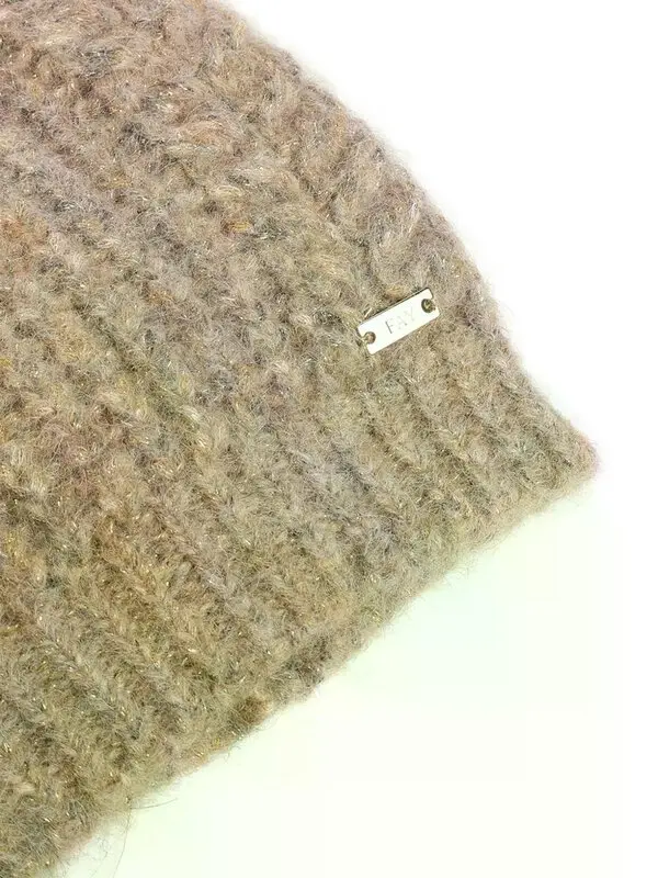 FAY Ribbed Beanie With Logo Plaque