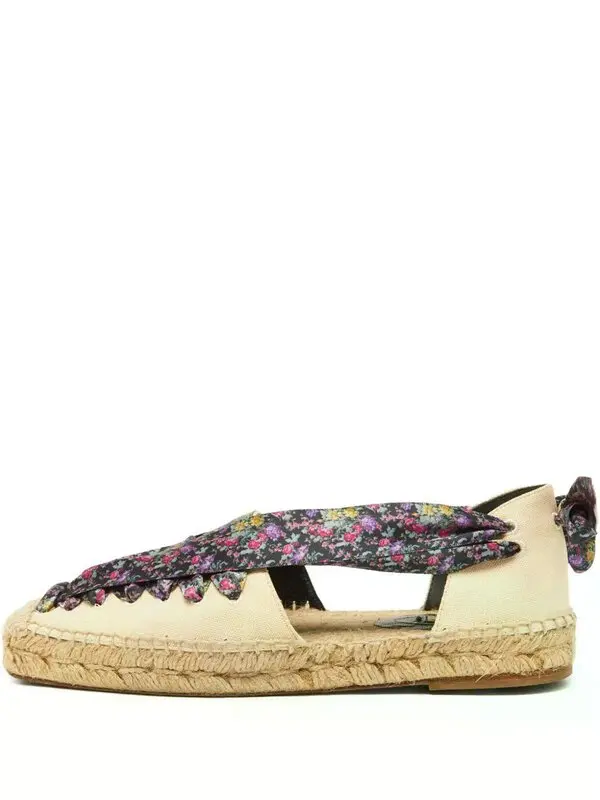 Balenciaga Floral Print Canvas Espadrille Flats - Neutrals
