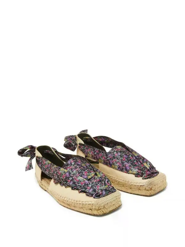 Balenciaga Floral Print Canvas Espadrille Flats - Neutrals