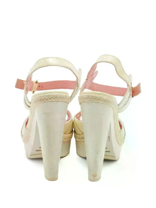 SERGIO ROSSI Ivory Interlocked Strap Platform Sandals