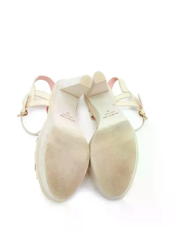 SERGIO ROSSI Ivory Interlocked Strap Platform Sandals