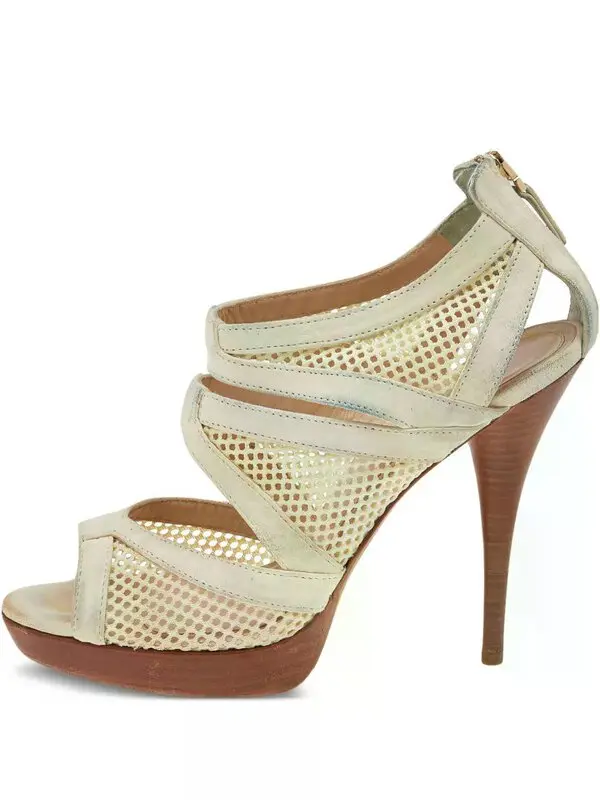 Fendi Suede And Mesh Panel High Heel Sandals