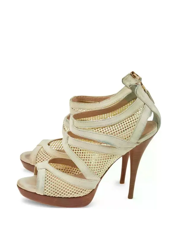 Fendi Suede And Mesh Panel High Heel Sandals