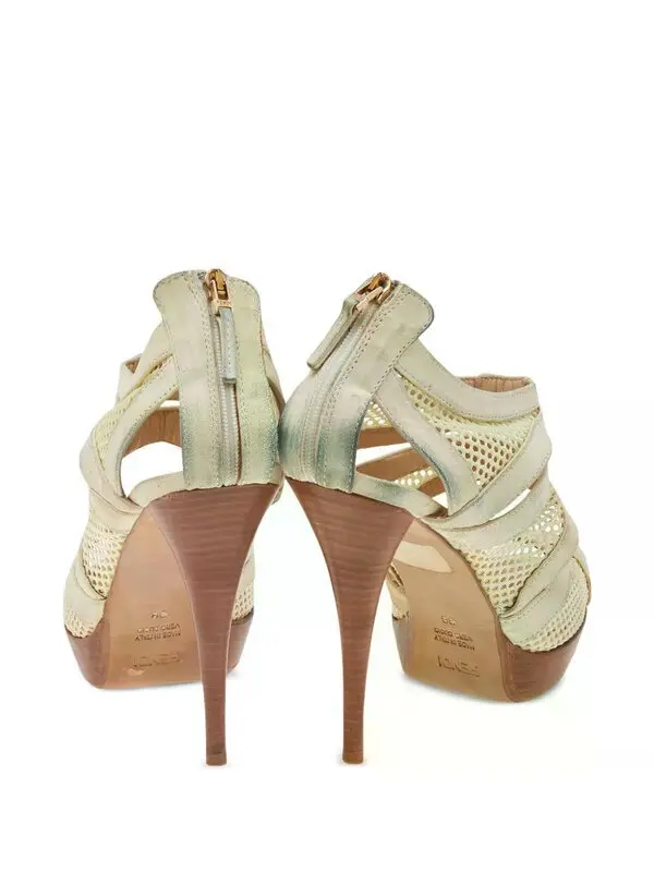 Fendi Suede And Mesh Panel High Heel Sandals