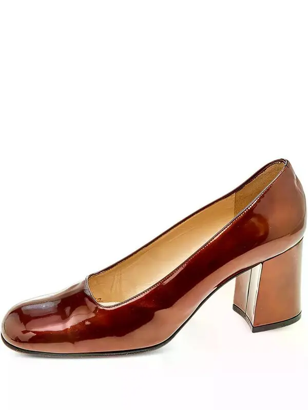 Gucci 75mm Glossy Block-heel Pumps