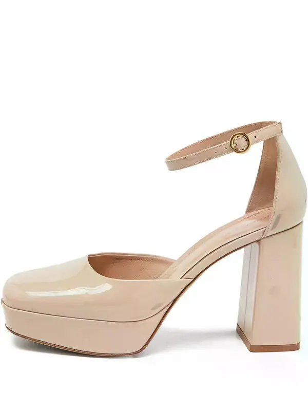 GIANVITO ROSSI Leather Pumps With Ankle Strap And Platform