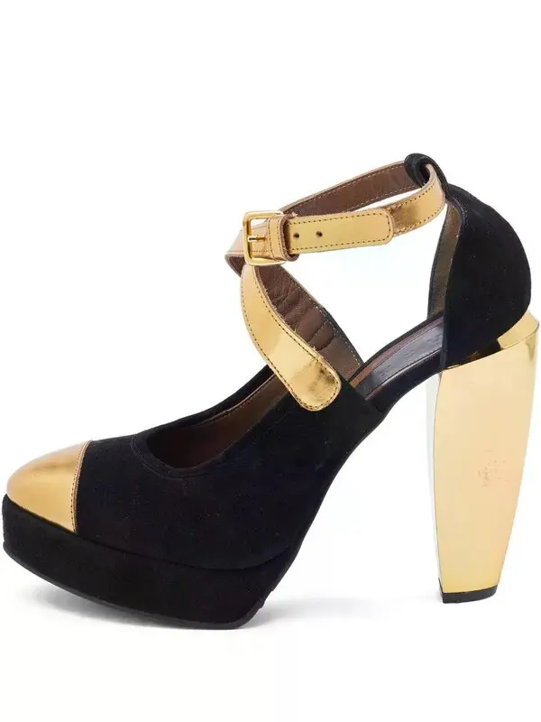 Marni Suede Platform Pumps With Gold Accents