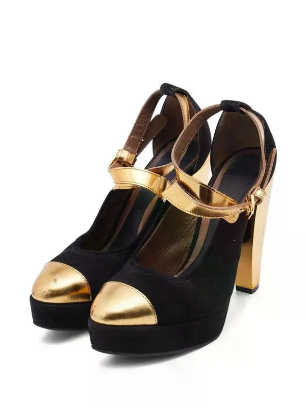Marni Suede Platform Pumps With Gold Accents