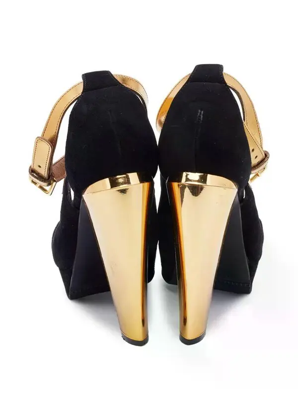 Marni Suede Platform Pumps With Gold Accents