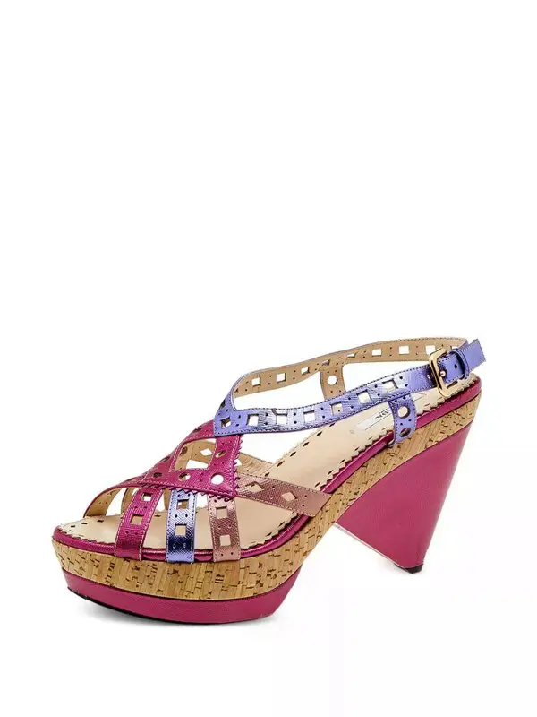 Prada 115mm Cut-out Strap Wedge Sandals