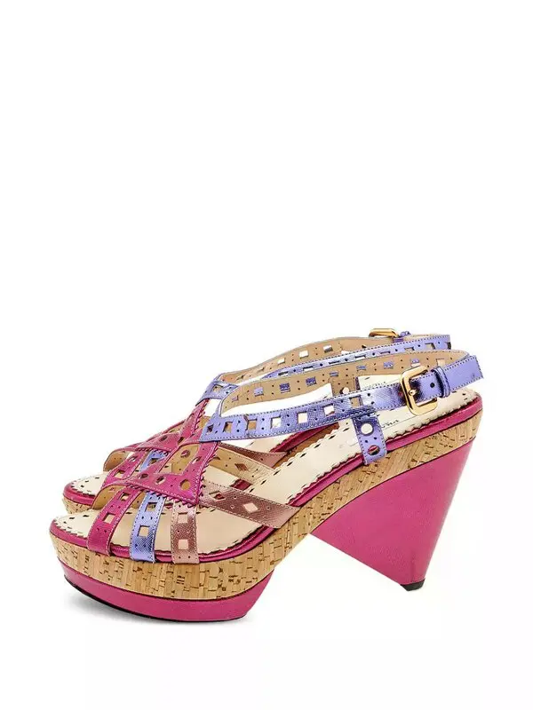 Prada 115mm Cut-out Strap Wedge Sandals