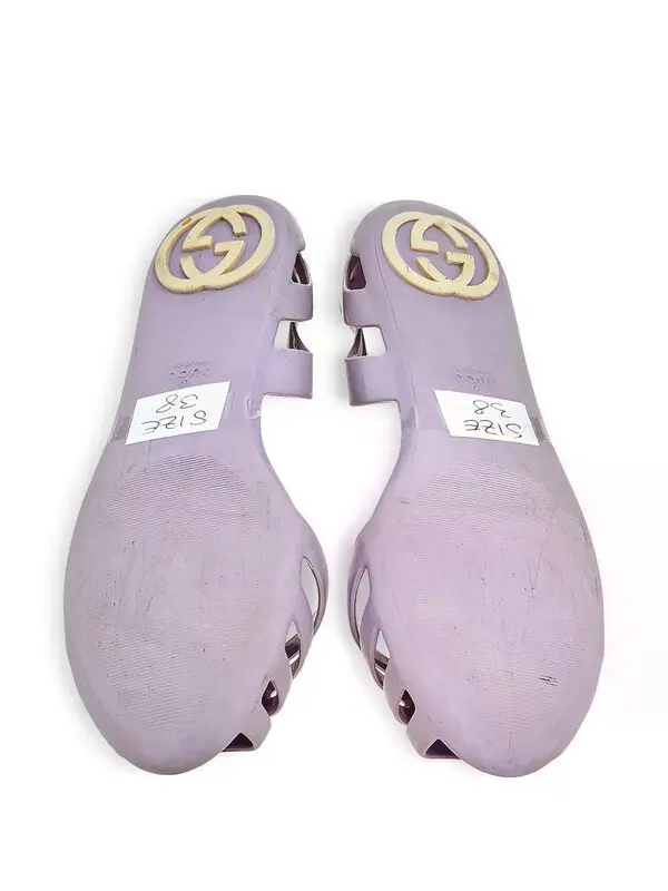 Gucci Rubber Flat Sandals With Cut-out Detailing And Double G Logo