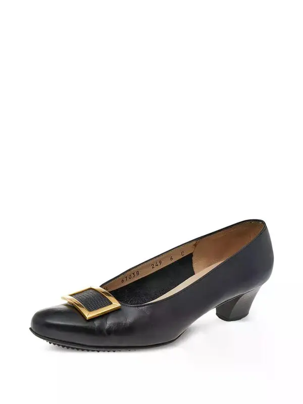 FERRAGAMO Leather Pumps With Gold-tone Buckle Detail