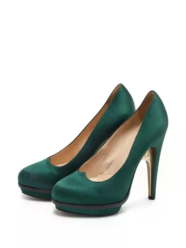 Fendi Satin Platform Stiletto Heel Pumps