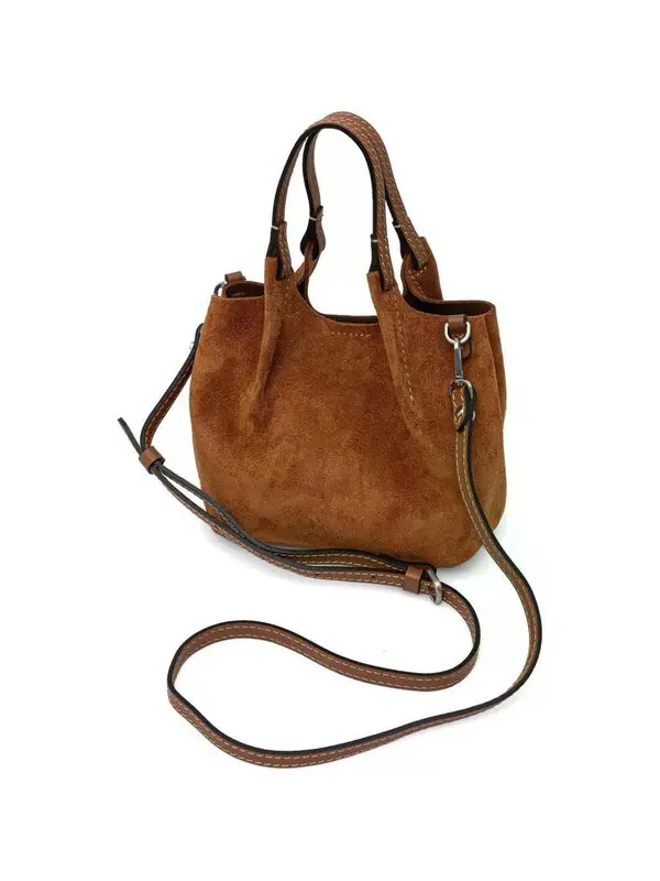 GIANNI CHIARINI Suede Top Handle Shoulder Bag - Brown