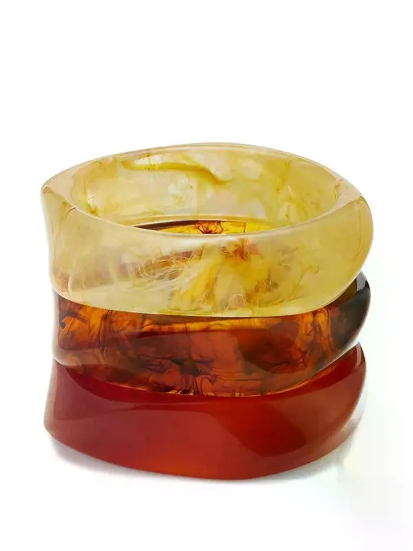 LUV AJ Formentera Marbled Bangle Set - Brown