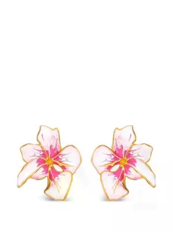 Oscar De La Renta Flower Stud Earrings - Gold