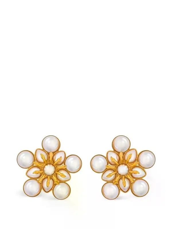 Oscar De La Renta Flower Stud Earrings - Gold
