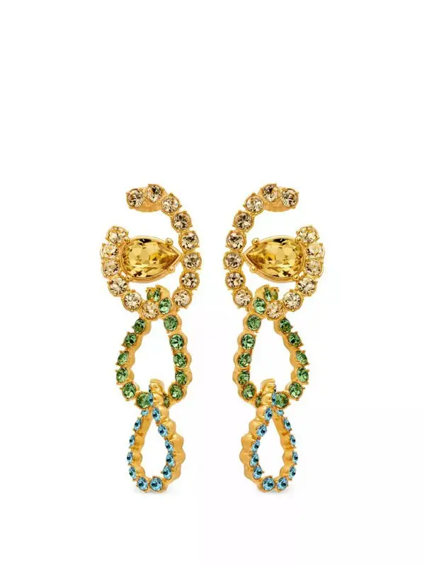 Oscar De La Renta Rhinestone Drop Earrings - Gold