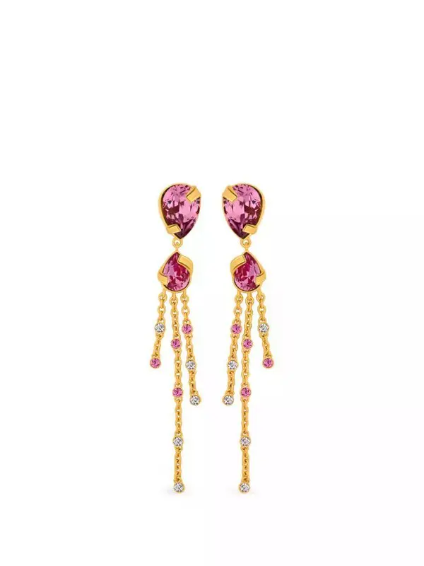 Oscar De La Renta Drop Chain Embellishment Earrings - Gold