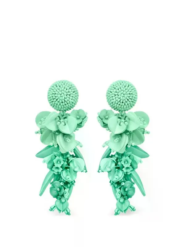 Oscar De La Renta Floral Drop Earrings - Green
