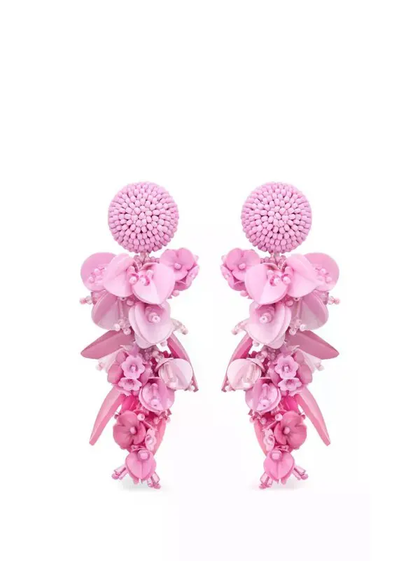 Oscar De La Renta Floral Beaded Drop Earrings - Pink