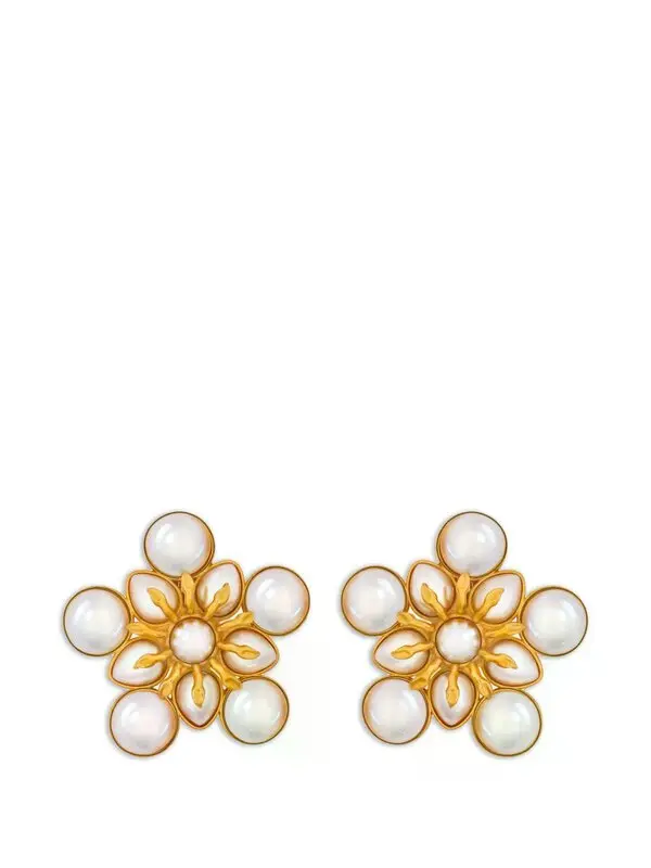 Oscar De La Renta Flower Earrings - Gold