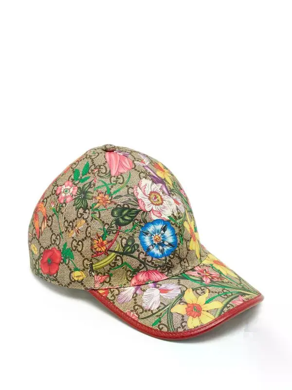 Gucci Floral-print Monogrammed Baseball Cap - Neutrals