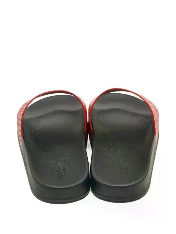 Balmain Monogram Leather Slides