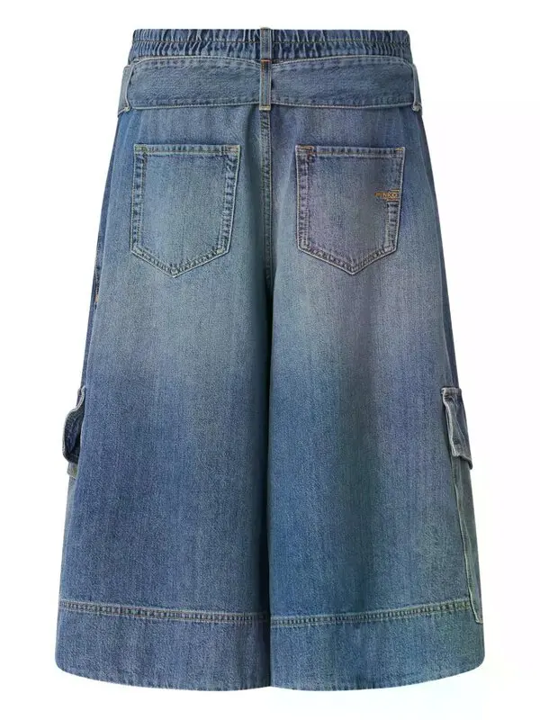 Pinko Denim Utility Bermuda Shorts With Belt